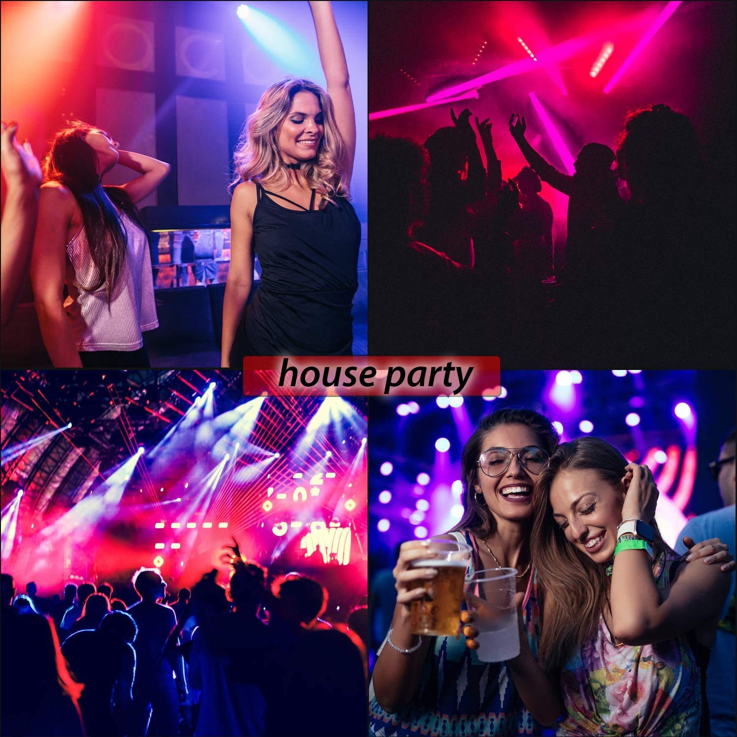 DJ Lights for Parties, BSYUN RGB LED Butterfly Disco DJ Lights with Sound Activated Strobe Effect for Indoor Parties (3.7 x 2.7 x 4.7 inches)