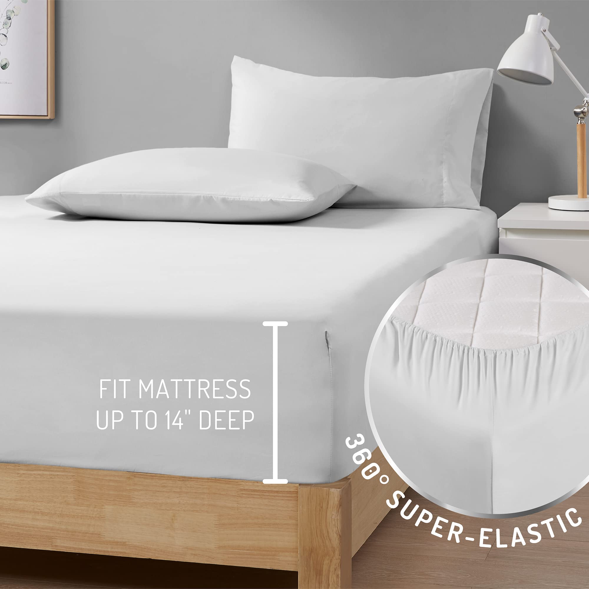 Degrees of Comfort Coolmax Cooling Sheets Set for Full Size Bed, Moisture Wicking for Night Sweats Best Comfort, Cool Sheets for Hot Sleepers During Warm Weather with Deep Pocket, White-4PC