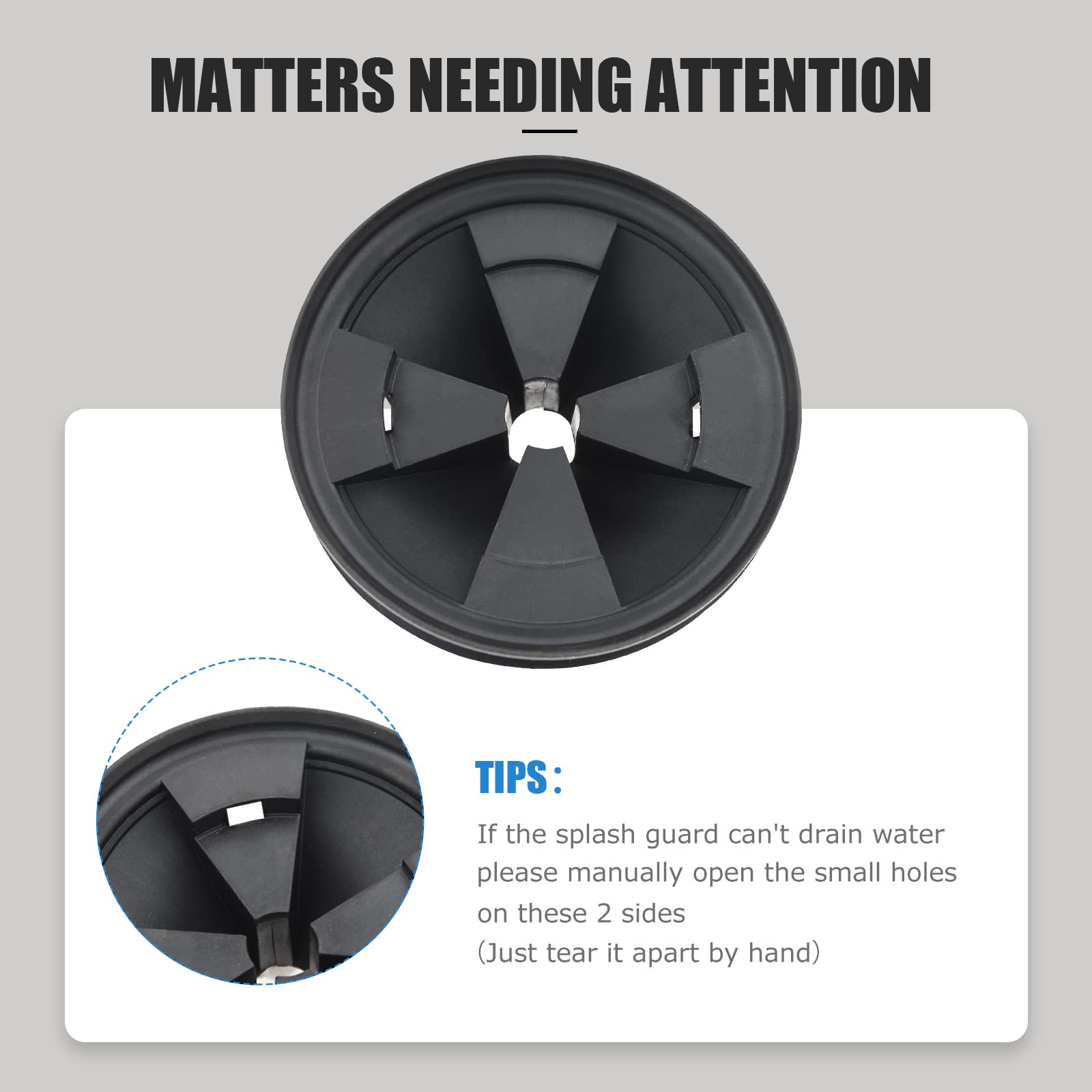 Garbage Disposal Splash Guards, 3 3/8" EPDM Rubber Drain Insert for InSinkErator Evolution Series 2023 Upgraded Rubber QCB-AM Sink Disposal Splash Guard(2-Pack)