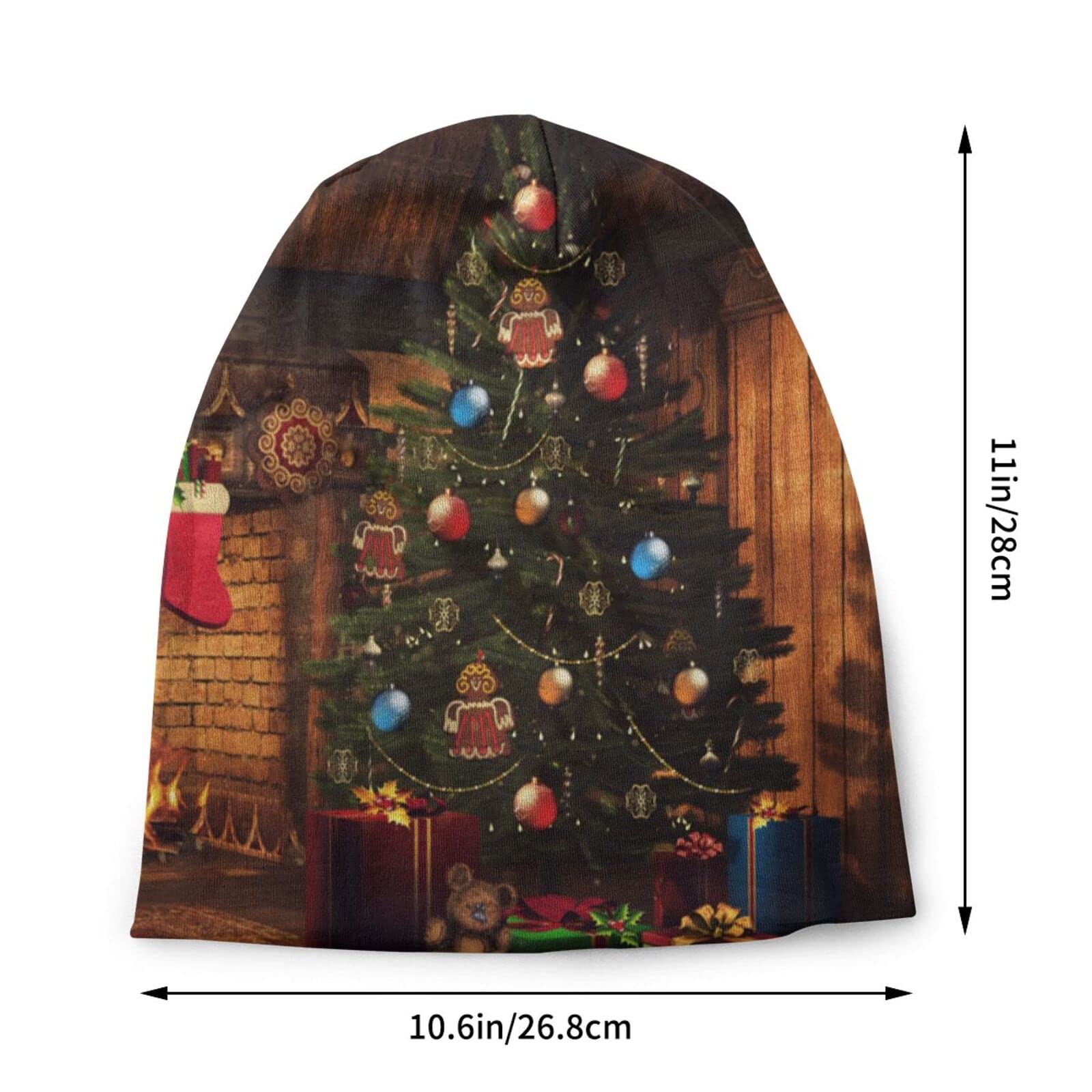 Cute Merry Christmas Fireplace Knit Hat Winter Warm Beanie Hat for Mens Women Ski Cap Christmas Beanie Hat