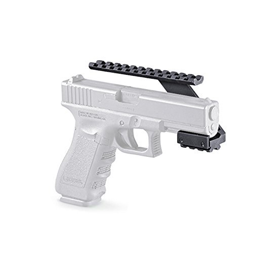 FIRECLUB Tactical Precision Machined Aluminum (NOT Plastic) Weaver Picatinny Top & Bottom Pistol Handgun Scope Mount for Sights,Lights & Accessories For Glock Pistols with Front Accessories