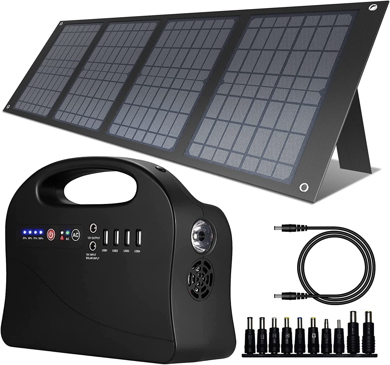 Enginstar Portable Power Station 120Wh, 100W Solar Generator with 110V AC Outlet, 40W Solar Panel, Foldable Solar Panel for Portable Power Station