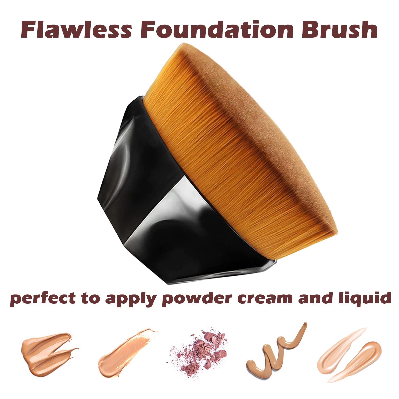 Fiezkaa Foundation Makeup Brush, Flat Top Kabuki Brush, Blending Brush for Liquid, Cream or Flawless Powder Cosmetics with Protective Case