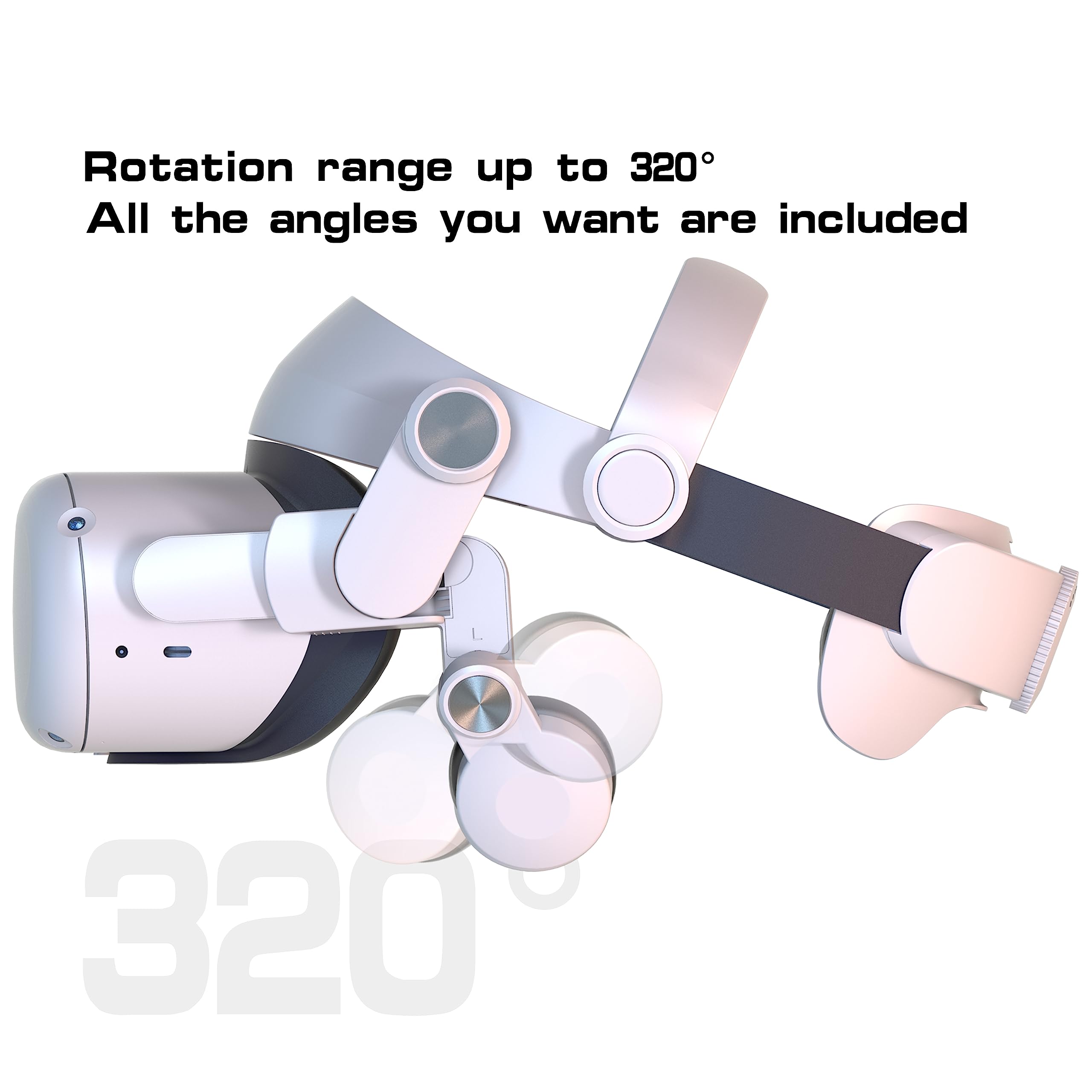 Headphone Head Strap Compatible Oculus Quest 2, Adjustable Headsets Elite Strap Replacement for Sound Meta Quest 2 (White Headphones + Headband)