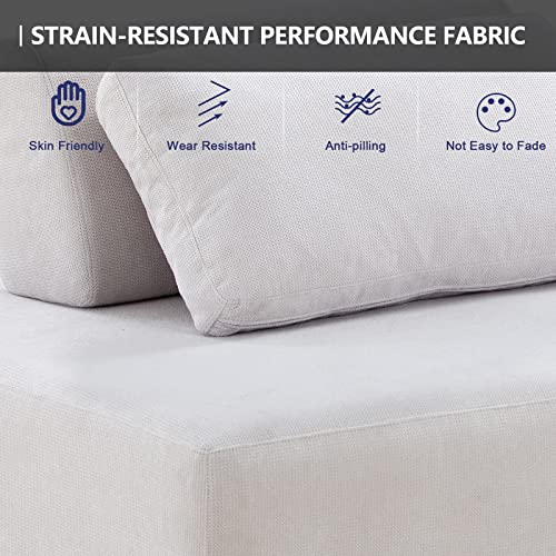 Lyromix 85'' Upholstered Sofa with Multi-Directional Modular Pillow, Loveseat for Living Room, Modern Couch for Bedroom, Cream
