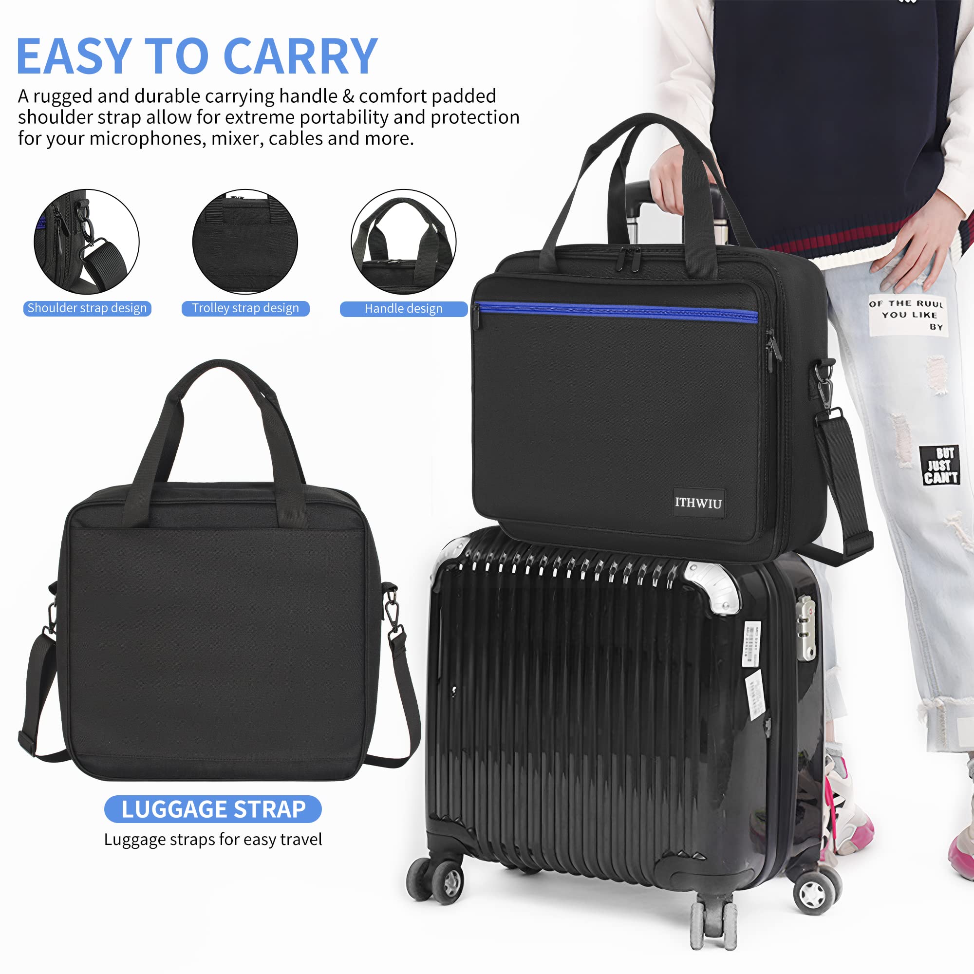 ITHWIU Travel Padded Nylon Mixer Gear Carrying Case For Alto 12 channel mixer / Q1202USB Bag