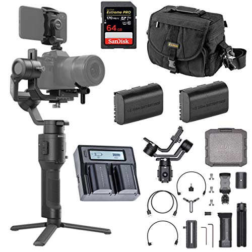 DJI Ronin-SC Handheld 3-Axis Gimbal Stabilizer for Canon EOS R Mirrorless Camera, Pro Battery Bundle with Camera Bag + 64GB SD Card + 2 Green Extreme LP-E6N Battery + Dual Smart Charger