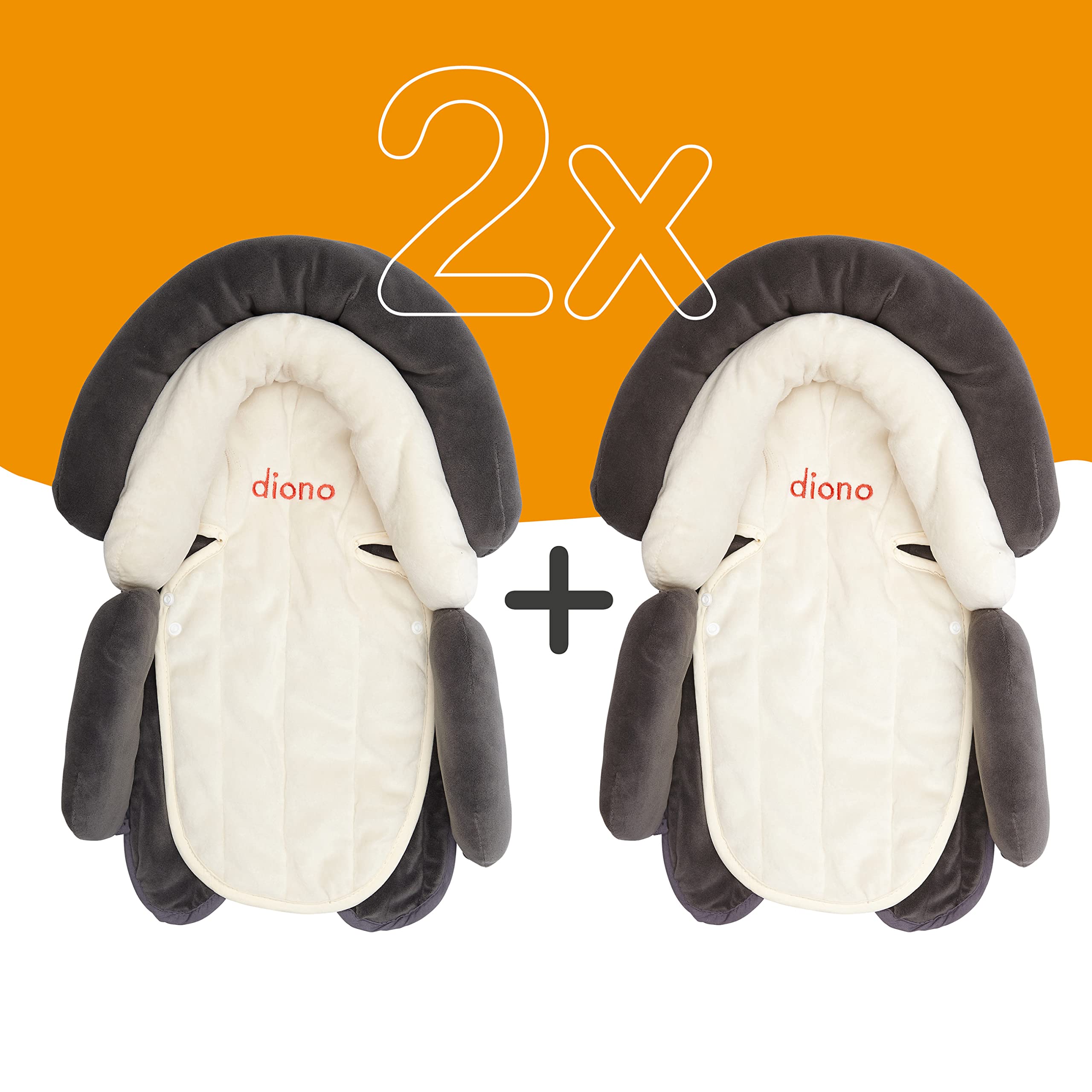 Diono Cuddle Soft Pack of 2 Baby Head Neck Body Support Pillows for Newborn Baby Super Soft Car Seat Insert Cushion, Perfect for Infant Car Seats, Convertible Car Seats, Strollers, Gray