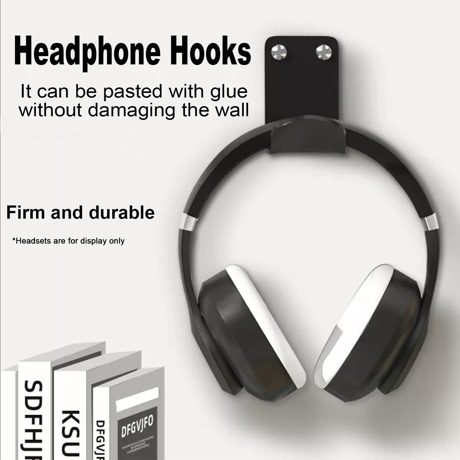 Headphone Hook can be Pasted on The Wall and Desktop Suitable for Most Headsets Headphone Holder Rack(L+PU Leather Black)