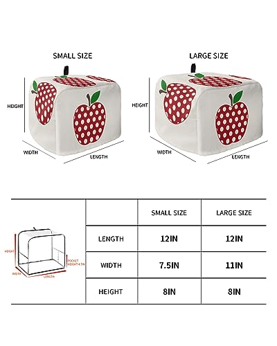 Red Apples Toaster Cover, 2 Slice Toaster Cover Simple Polka Dots Apples Kitchen Small Appliance Covers, Dust and Machine Washable Bread Maker Cover (12w X 7.5d X 8h)