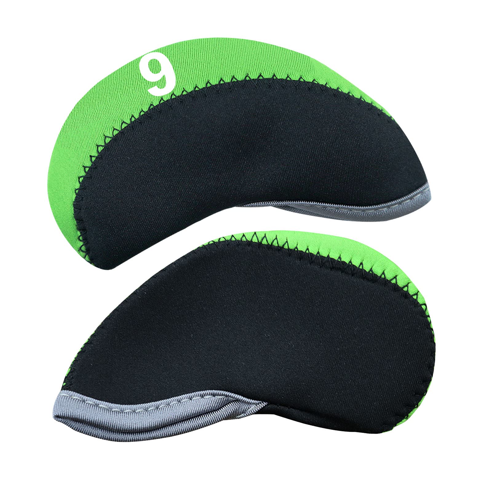 Golf Iron Head Covers Neoprene 12 Pack Irons Headcovers Set with Numbers Protector Cases for Men Women Fit All Brands (Black&Green)