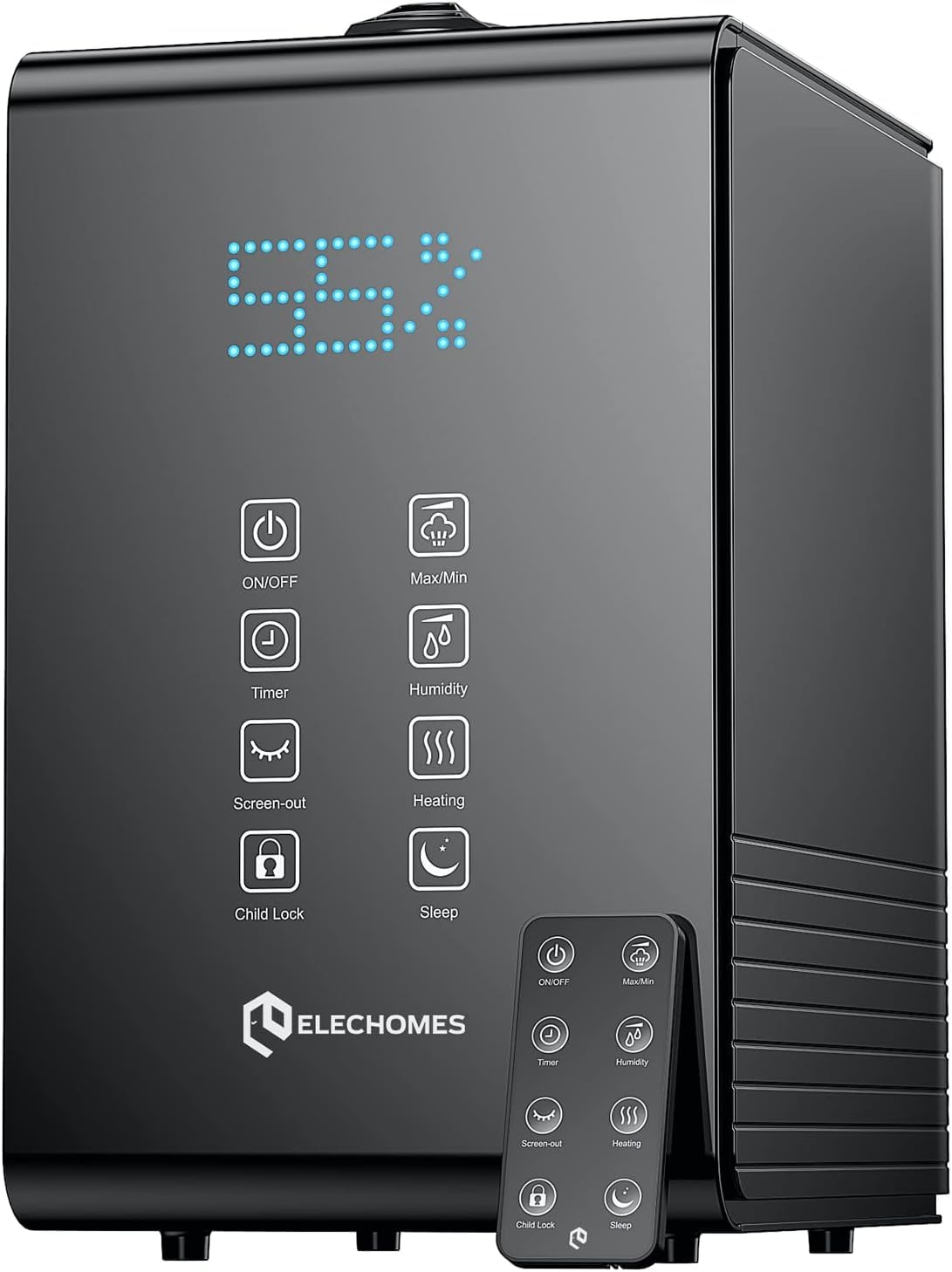 Elechomes Humidifier for Large Room Bedroom Plants, SH8820 Warm and Cool Mist Humidifiers, 5.5L Top Fill Vaporizer with Remote Control, Ultra Quiet, LED Display, Humidity Sensor, Auto Shut-off, Black