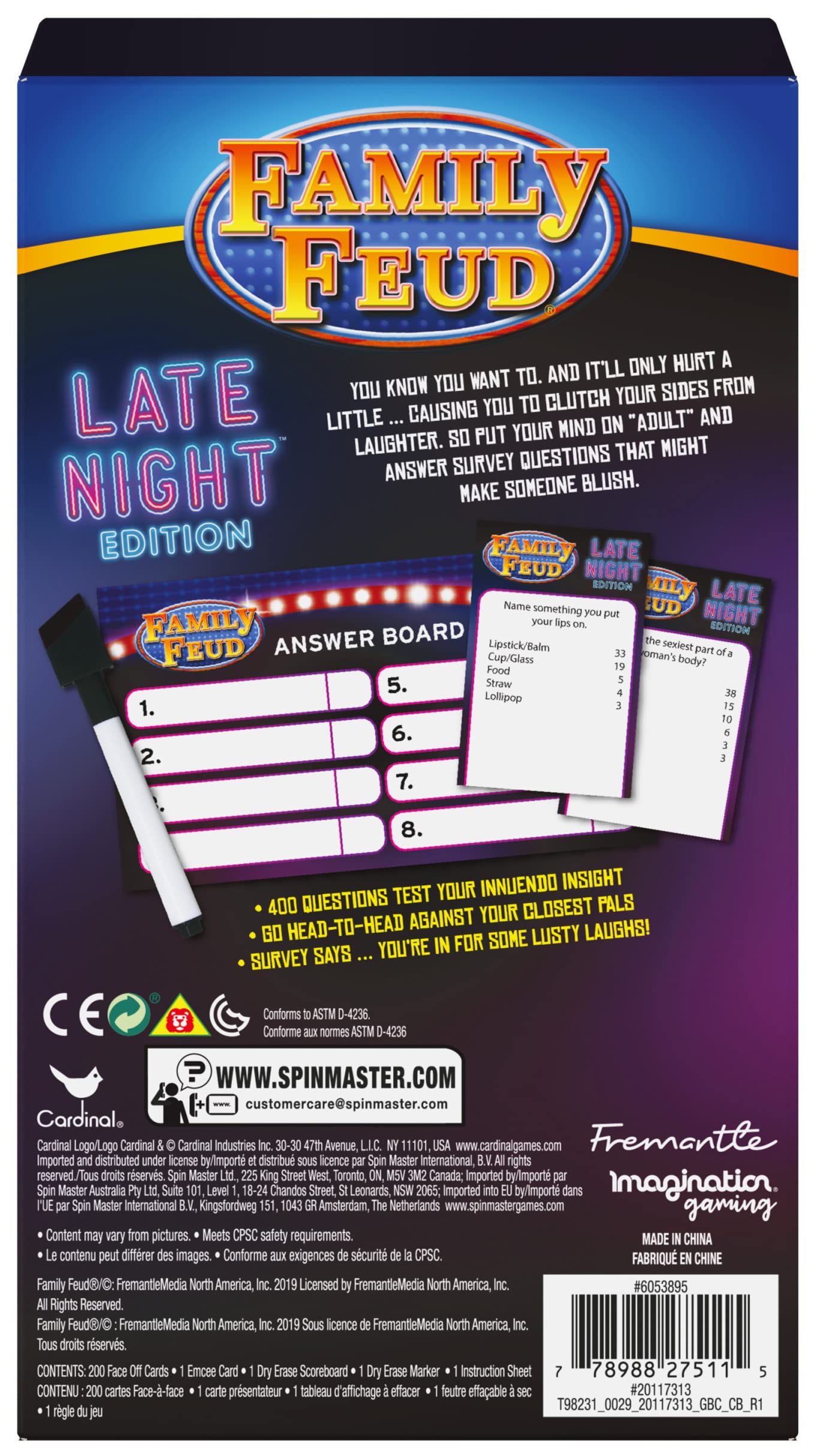 Family Feud Late Night Edition Adult Party Quiz Game