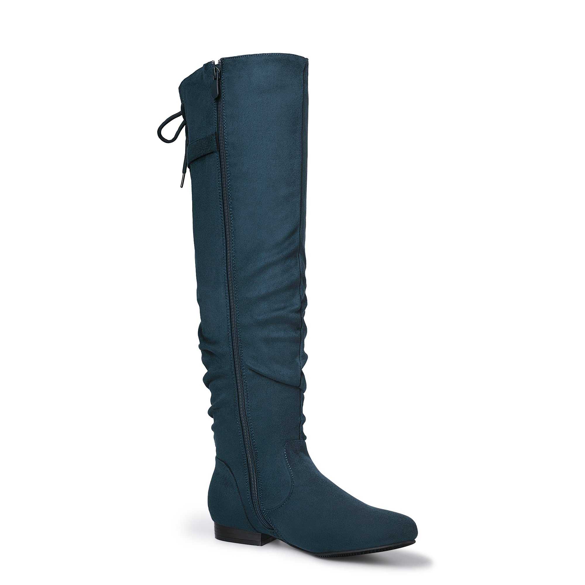 DREAM PAIRS Women's Colby Blue Over The Knee Pull On Boots - 9 M US