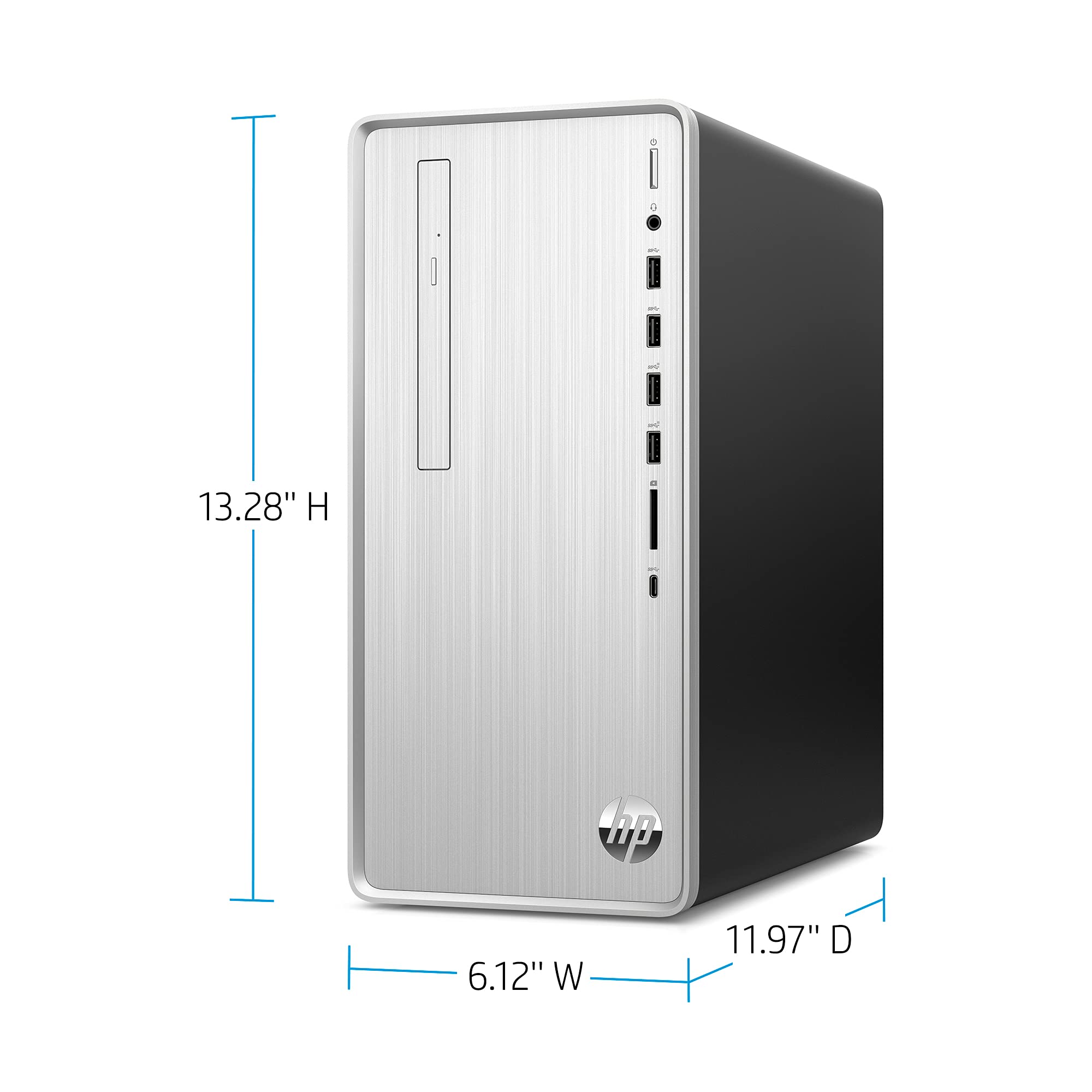 HP Pavilion Desktop, 10th Gen Intel Core i7-10700F Processor, AMD Radeon RX550, 32GB RAM, 1TB SSD + 2TB HDD, DVD, Wi-Fi, HDMI, Bluetooth, Windows 10 Home, Silver (Renewed)
