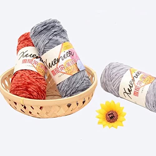 red Solid Color Hand Woven Thick Crochet Thread Chenille Velvet Yarn Soft Wrapping for Craft Scarves Sports Blankets 100g