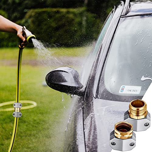 Garden Hose Repair Kit 5/8 Inch Fittings Mender 3/4 Male and Female Water Hose End Replacement Set Connector with Zinc Clamp