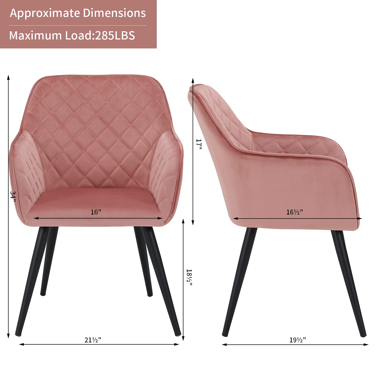 DUHOME Modern Accent Chairs,Home Office Mid-Back Support Mid-Century Arm Chair Leisure Upholstered Chair with Metal Legs Living Room Reception Side Chairs with Armrest (Grey)