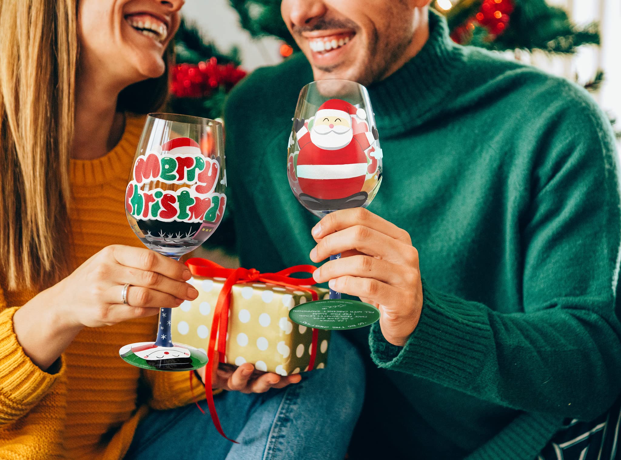 Enesco Designs by Lolita Holiday Go Big this Christmas Santa Hand-Painted Artisan Wine Glass, 15 Ounce, Multicolor