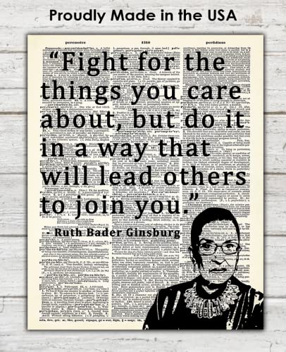 Inspirational Ruth Bader Ginsburg Wall Art "Fight for Things" 8x10 RBG Poster, RBG Wall Art & Motivational Wall Art, Positive Affirmations Wall Decor for Bedroom & Office Decor for Men &Women