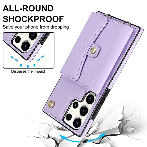 DRXVE Shoulder Strap Leather Phone Case for Samsung Galaxy A73 A53 A13 A72 A52S A52 A12 A51 A71 A70 Note 20 10 9 Wallet Card Cover Bag,Pink, for Samsung Note20 Ultra