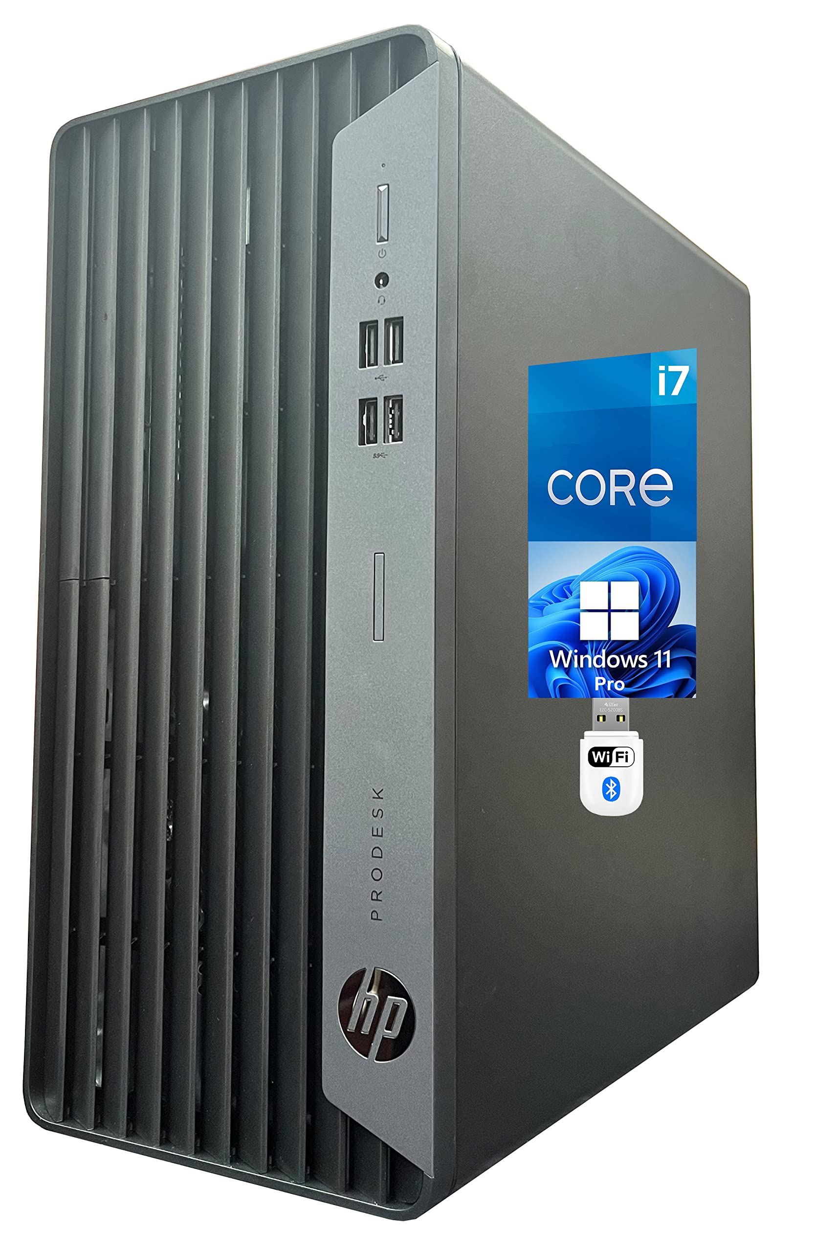 HP ProDesk 400 G7 Microtower Desktop, Intel i7-10700, 32GB RAM, 1TB NVMe SSD, 4K UHD 630 Graphics, DVD-RW, DisplayPort, HDMI, AC Wi-Fi, Bluetooth – Windows 11 Pro