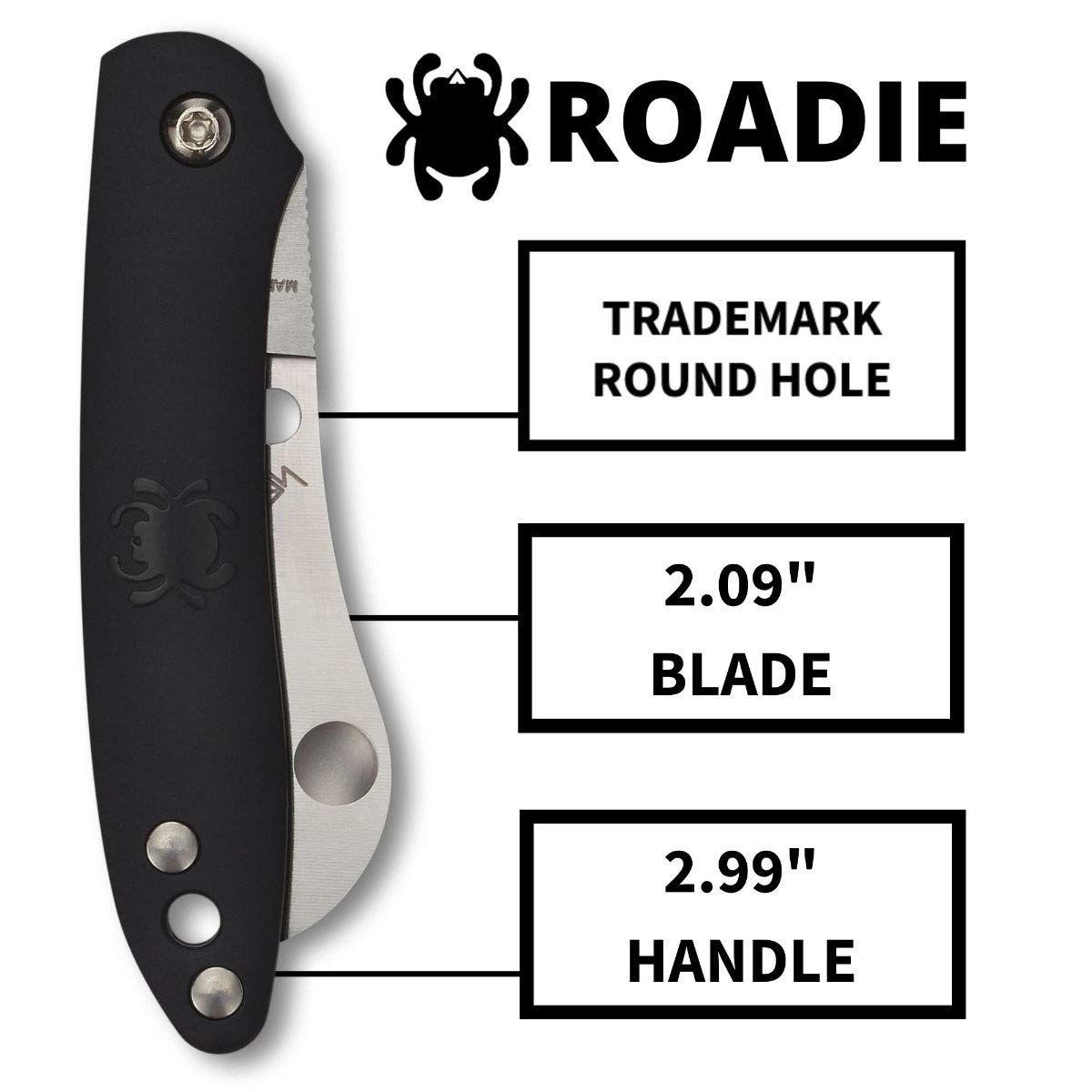 Spyderco Roadie Non-Locking Lightweight Knife with 2.09" N690Co Stainless Steel Blade and Durable Black FRN Handle - PlainEdge - C189PBK
