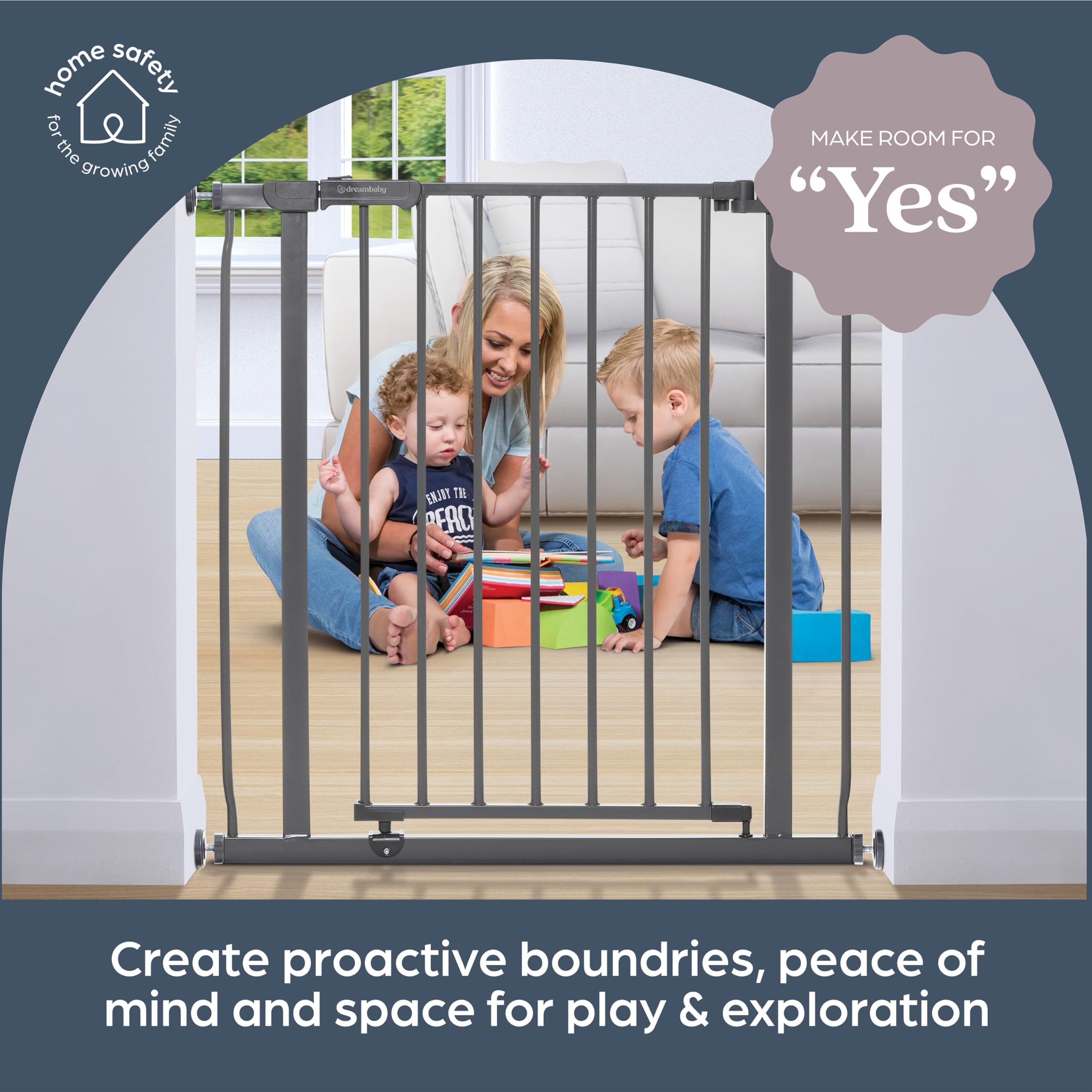 Dreambaby Ava 29.5" - 40" Baby Gate for Stairs and Doorways, Wide Adjustable-Gate for Doors, Easy to Install and Sturdy Walk Through Baby Gate - Can be Used as a Dog Gate