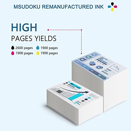Msudoku 802XL Ink Cartridges Remanufactured Replacement for Epson 802 Ink Cartridges Combo Pack 802XL T802XL T802 Use with Workforce Pro WF-4730 WF-4740 WF-4734 Printers(4 Pack)
