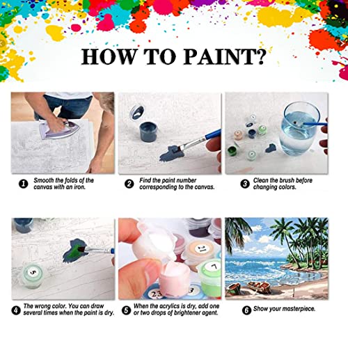 UMPOE Paint by Numbers for Adults, River Valley Inspirational Mountain Paint by Numbers for Adults Beginner Drawing Paintwork with Paintbrushes Paint Canvas Oil Painting(Without Frame 15.7x19.7inch)
