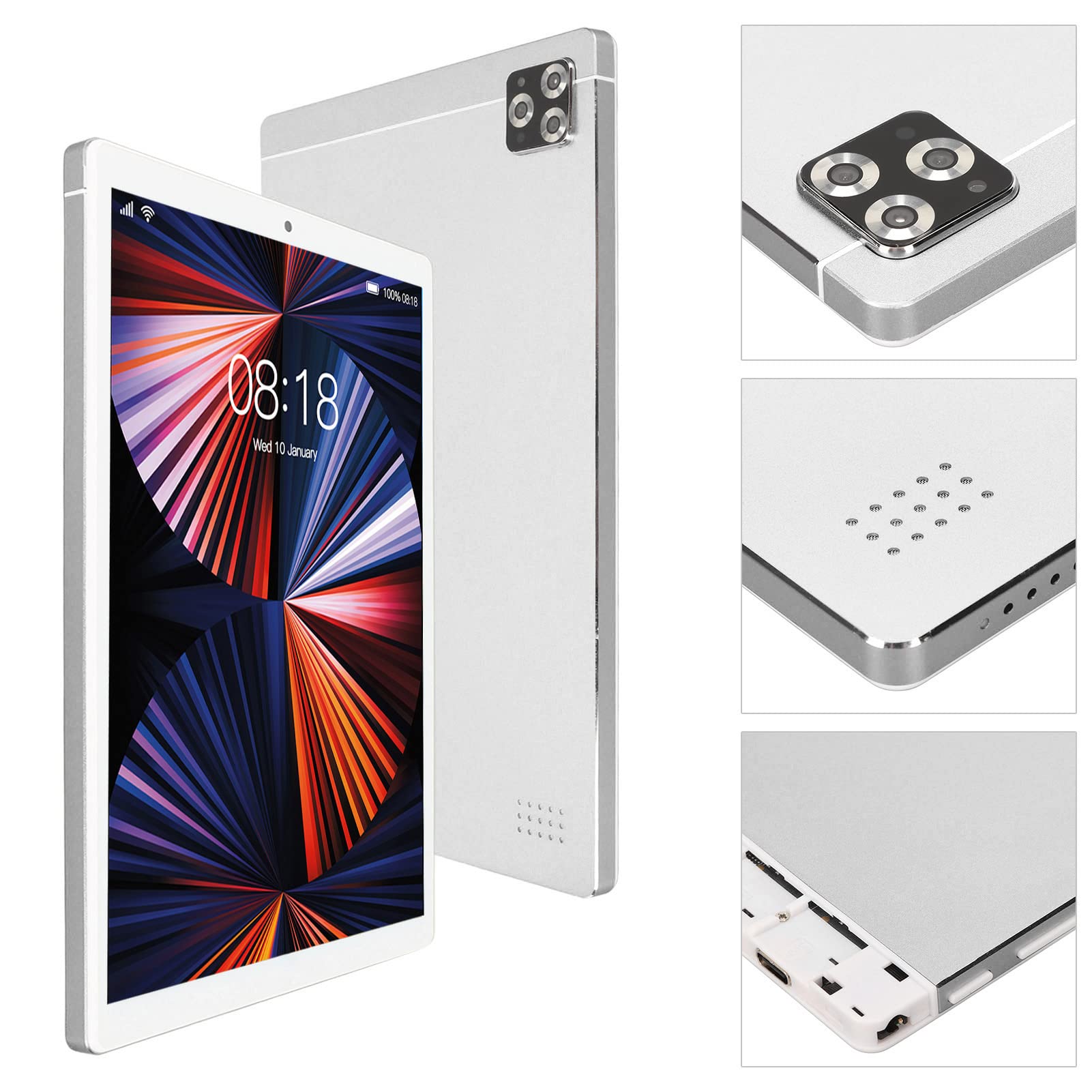 Liyeeo 4GB 64GB HD Tablet Large Tablet 100-240V Processor 8000mAh Professional 10 Core Battery (US Plug)