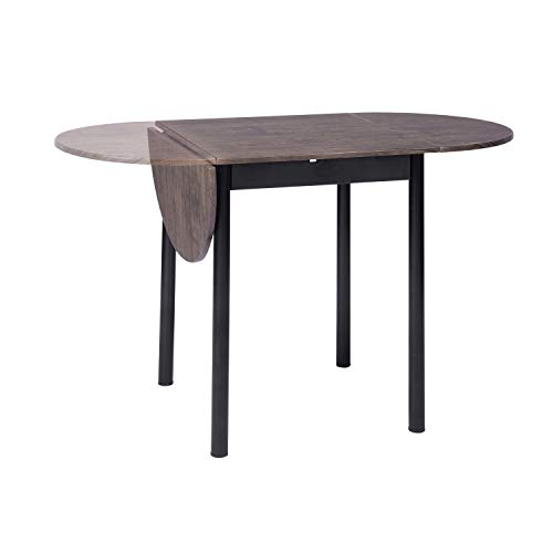 Polibi 45.3" L Oval Drop Leaf Extendable Dining Table, Walnut