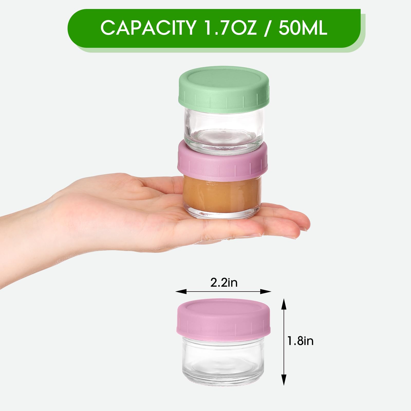 KITCHOP 6 Pack Salad Dressing Container To Go, 1.7oz Small Glass Dressing Containers with Lids, Condiment Containers for Lunch Box, Dipping Sauce Cups Set for Food, Salad Jars with Lids Meal Prep