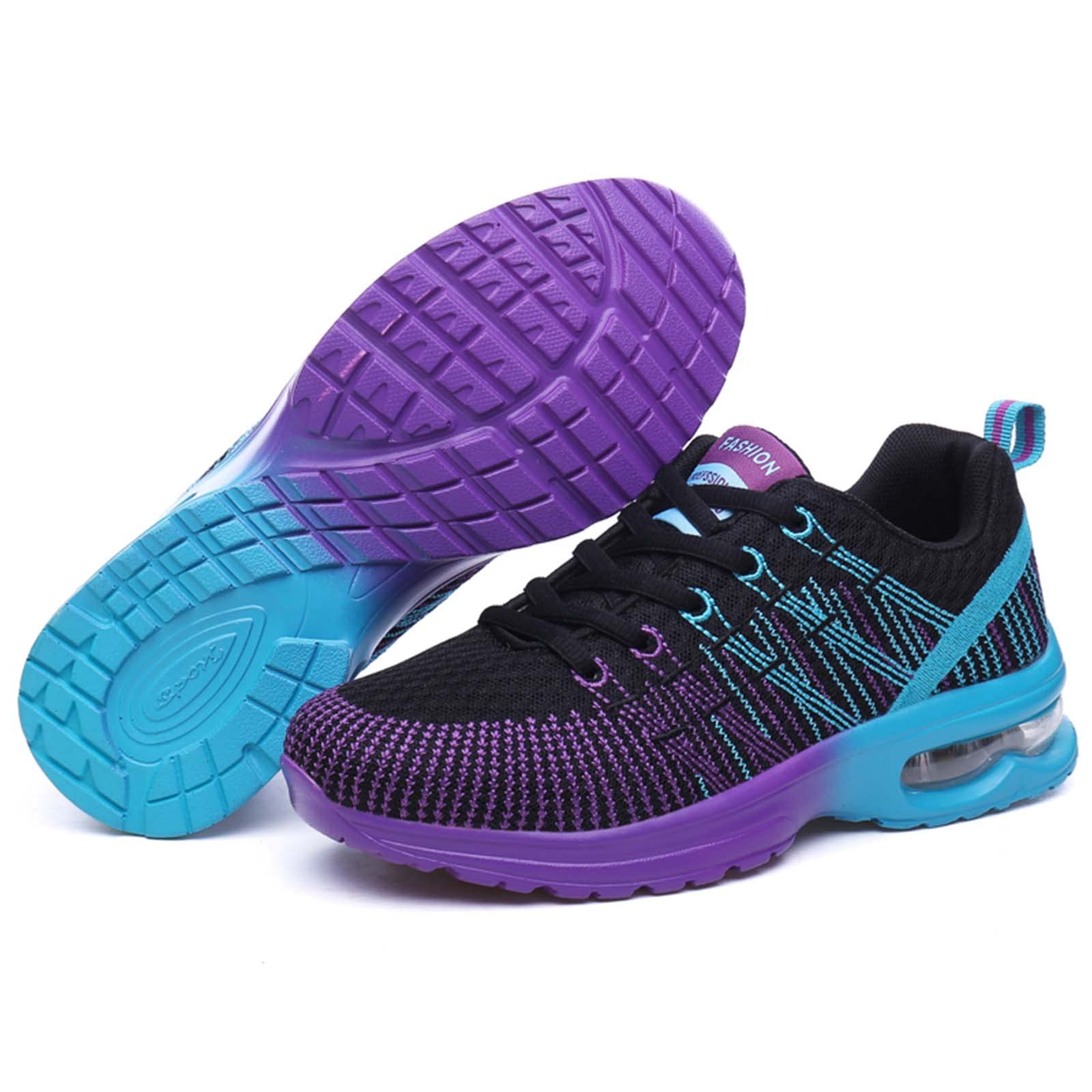 FLIOZY Womens Running Shoes Air Cushion Lightweight Sneakers Youth Girls Breathable Lace-up Walking Tennis Shoes for Gym Shopping Outdoor Sports Shoes Black 41