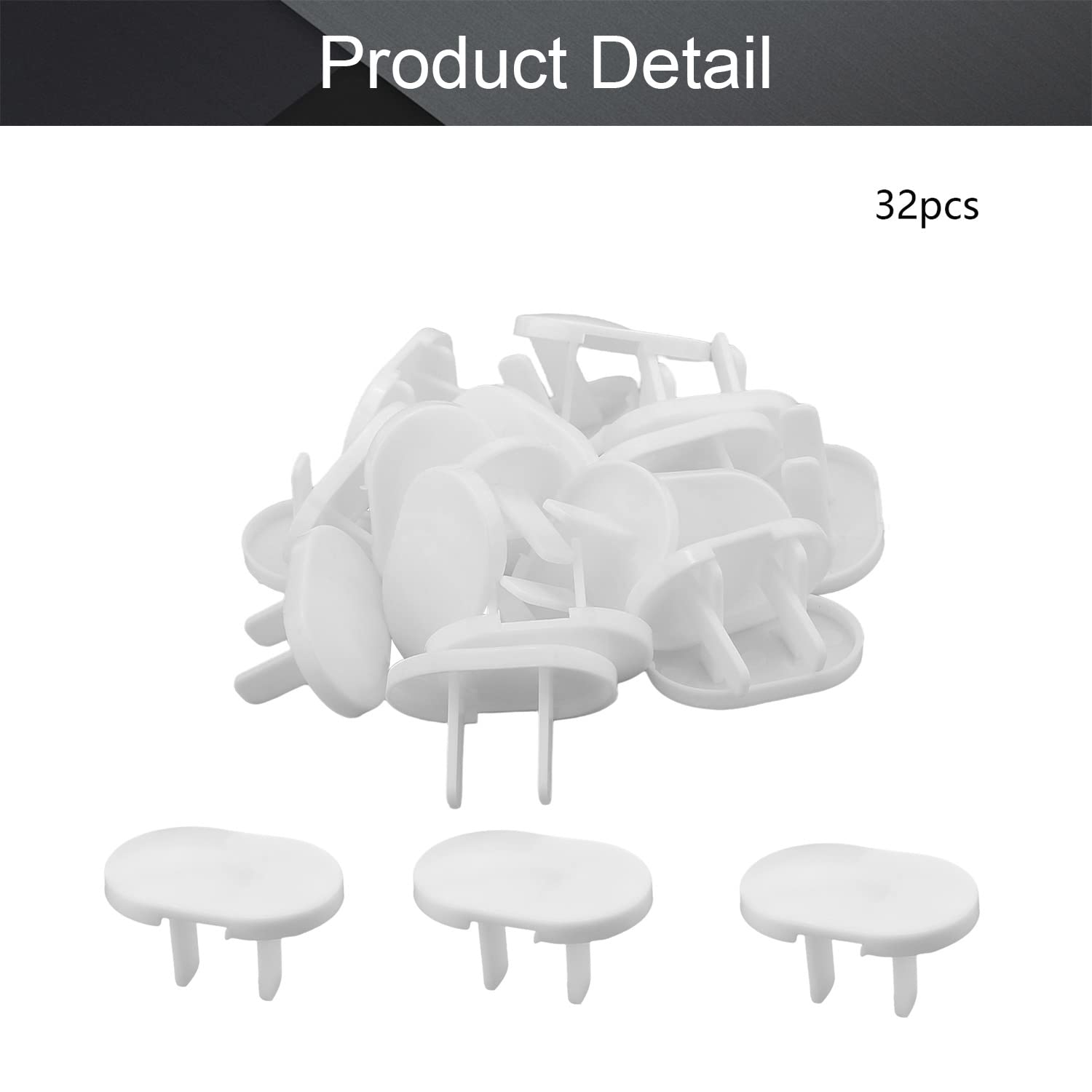 Fielect Outlet Plugs Covers Childproof Outlet Covers Protectors Electric Socket Cover Electrical Protector 2-Hole White 32Pcs