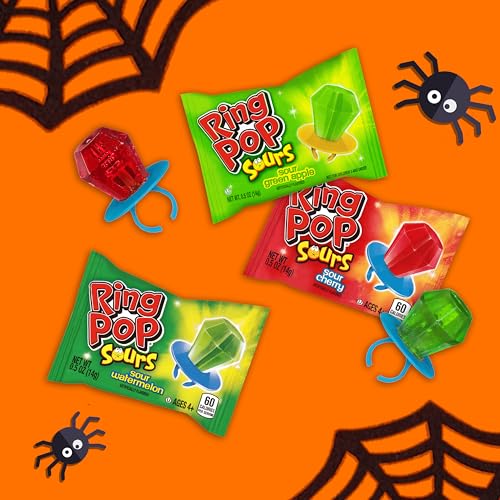 Ring Pop Sours Individually Wrapped Halloween Bulk Lollipop Variety Party Pack β 30 Count Lollipop Suckers W/ Assorted Flavors - Fun Candy For Halloween Candy Bowls, Parties & Trick Or Treating Bags