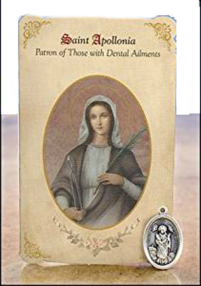 St. Apollonia Healing Holy Card with Medal (Dental Problems)