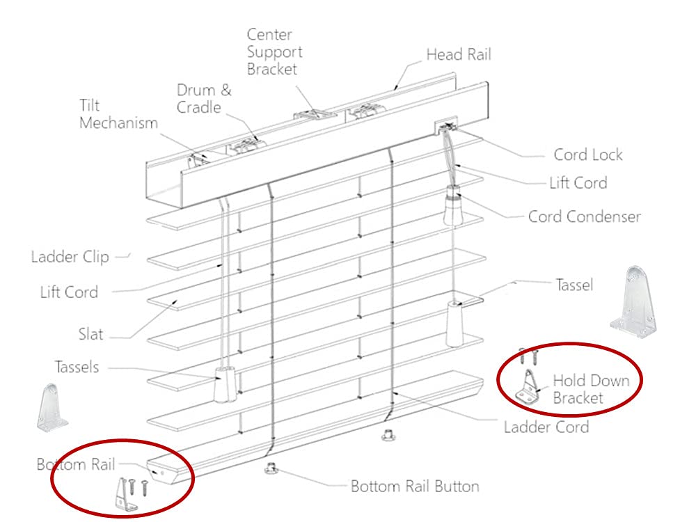 Cutelec 4pcs Hold Down Brackets Clear Color Bottom Rail Hold Clips for 2inch High Profile Blinds