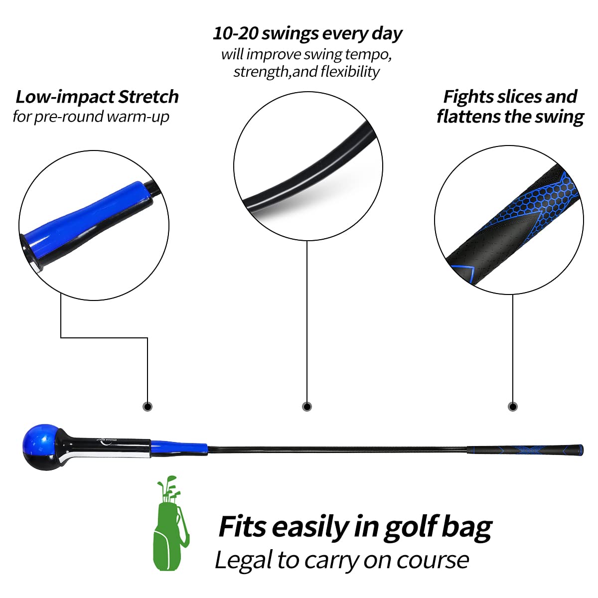 ENHUA GOLF Swing Trainer Aid Improve Flexibility Tempo,Speed Rhythm, Balance and Strength Training. Weighted Warm-Up Sticks Club for Indoor/Outdoor Swing Correction Grip Practice (Orange)