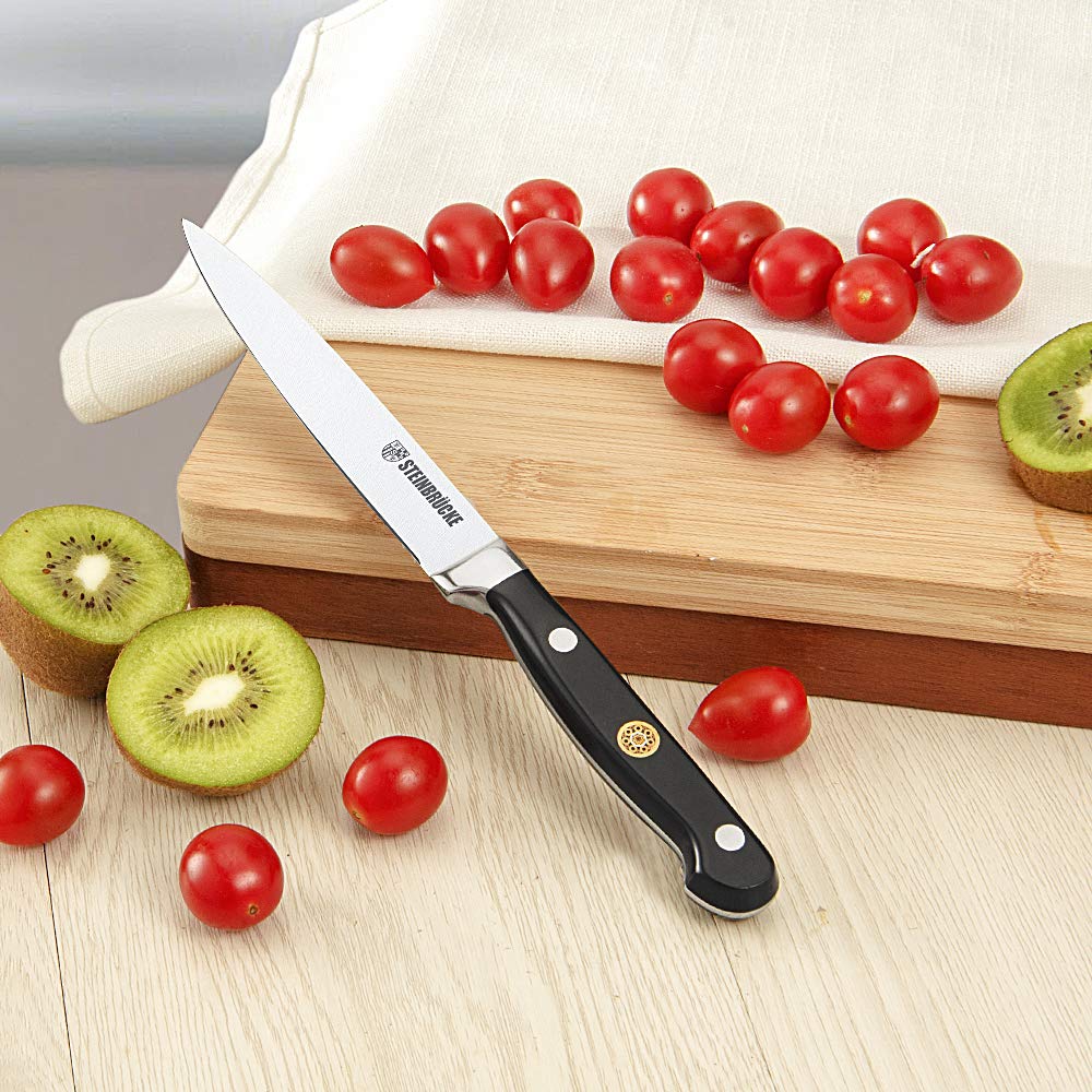 Gioventù Paring Knife 5 inch - Small Kitchen Knife Forged from German Stainless Steel 5Cr15Mov (HRC58), Full Tang, Sharp Paring Knife for Cutting, Peeling, Slicing Fruits and Vegetables