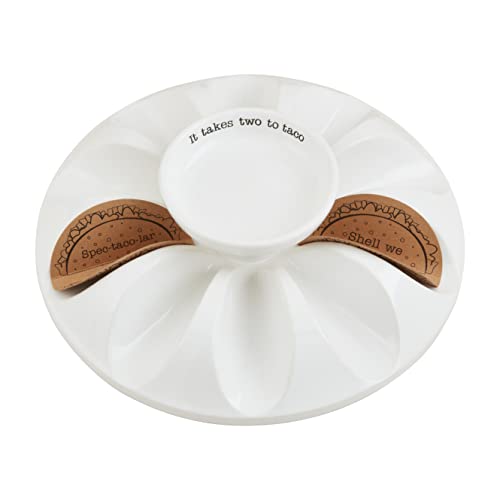 Mud Pie Circa White Integral Taco Holder, White, 3" x 12" dia