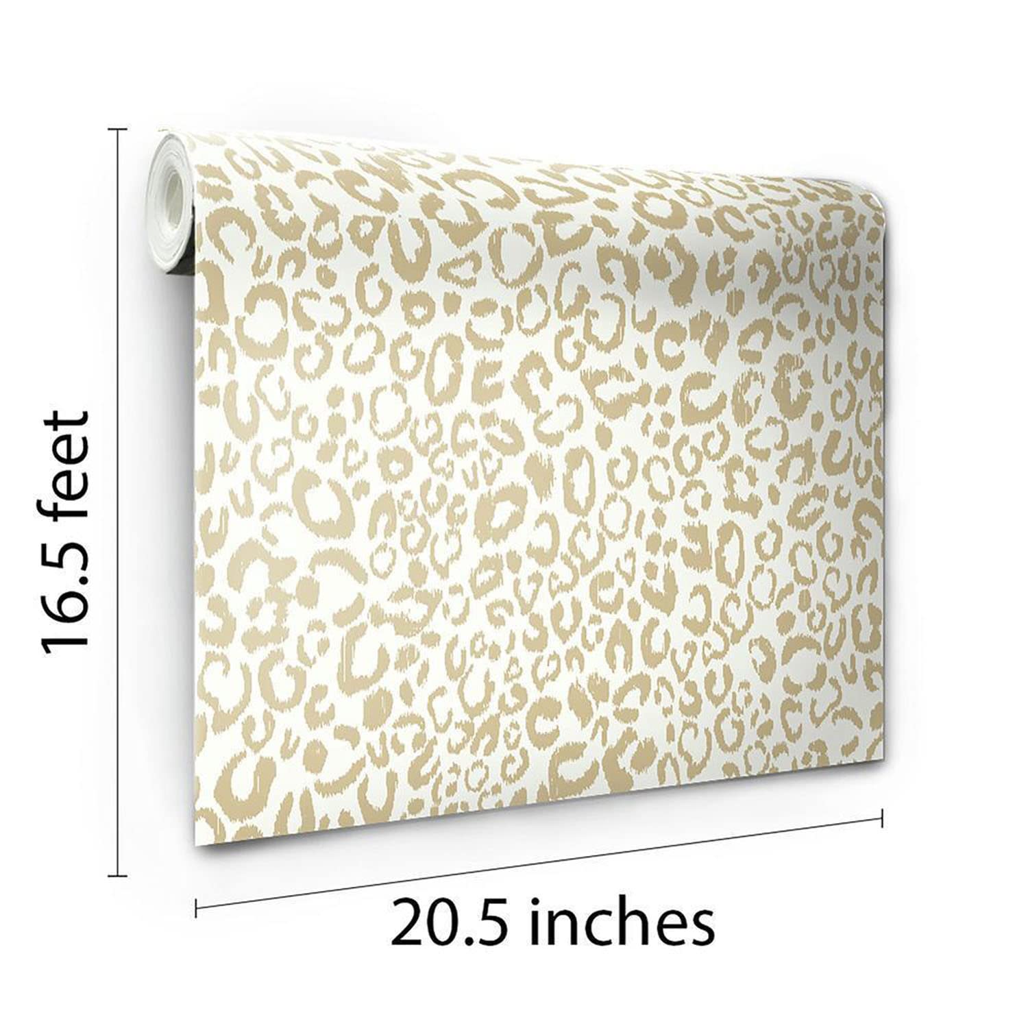 RoomMates RMK10700WP Metallic Gold Leopard Peel and Stick Wallpaper, 20.5" x 16.5 feet