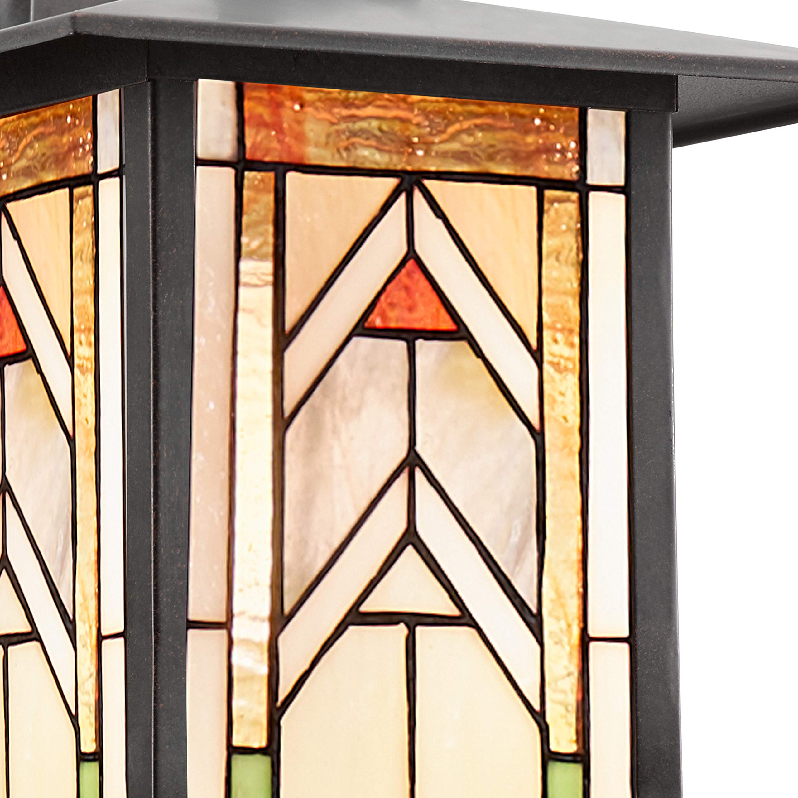 River of Goods Stained Glass Outdoor Light Fixture - 11.75" H - Mission Style Porch Light - Niki