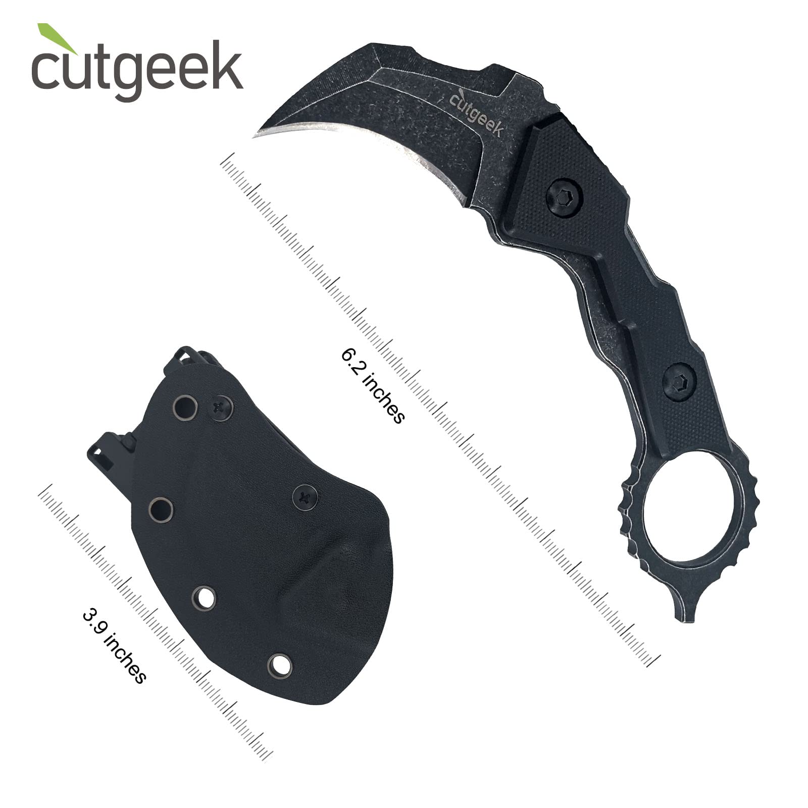 cutgeek FB-901 Fixed Blade Camping Knife with Sheath Horizontal & Vertical Knife with G10 Handle for Outdoor, Hunting, Fishing