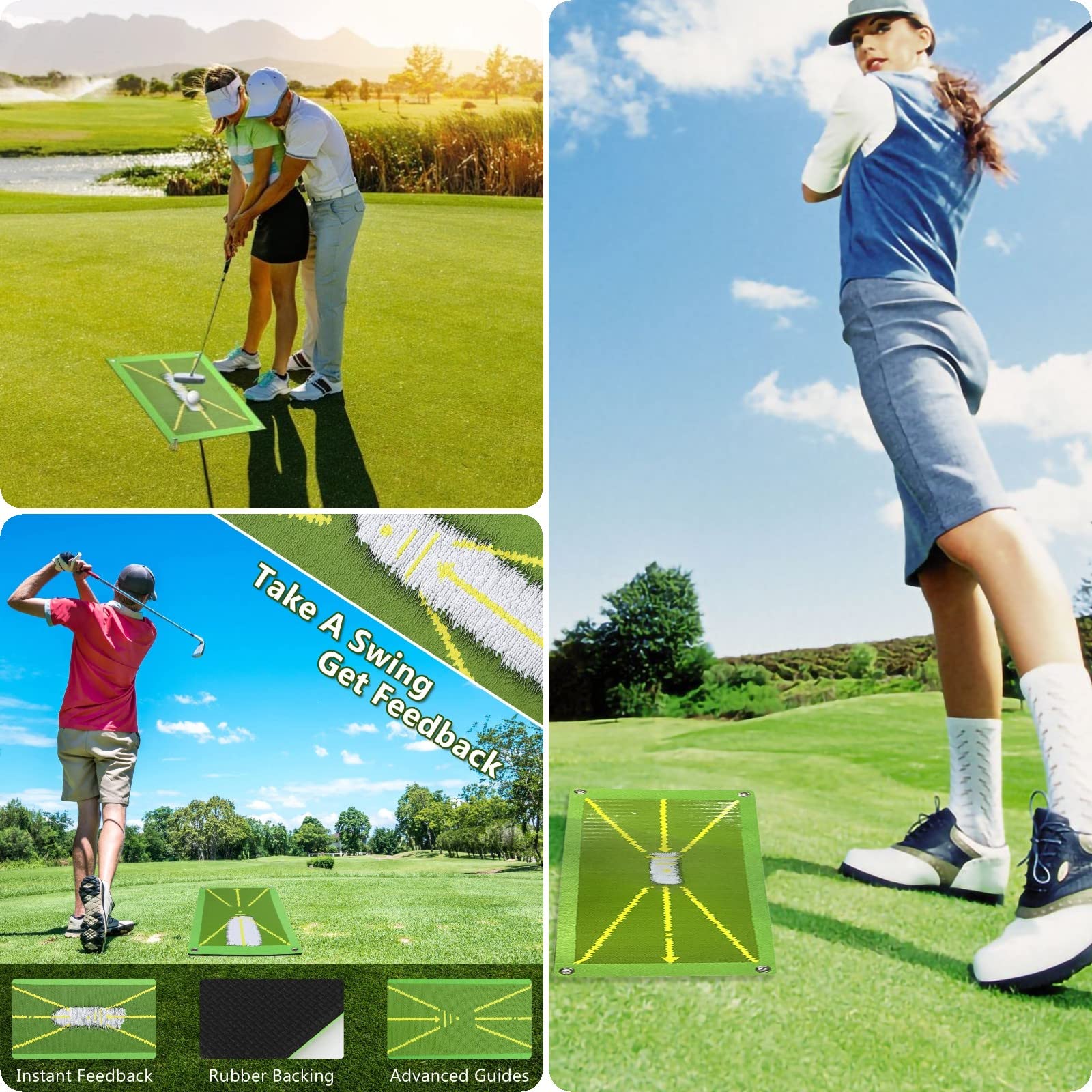 Golf Training Mat for Swing Detection Batting,Golf Mat That Shows Swing Path, Path Feedback Golf Practice Mats. Lndoor and Outdoor Golf Batting Mat, Advanced Golf Auxiliary Equipment (Batting pad A-6)