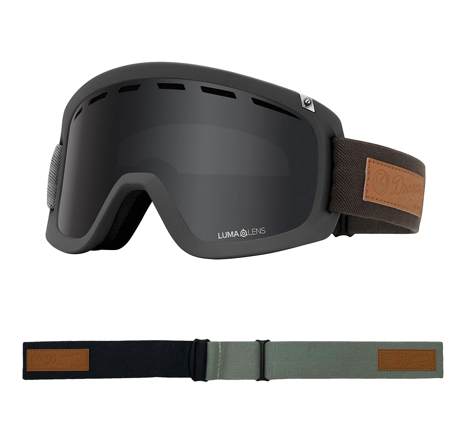 Dragon Alliance Mens D1 OTG Snow Goggles, Pumice/Lumalens Dark Smoke, Lumalens Rose, OFA