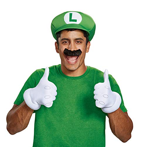 Disguise Men's Nintendo Super Mario Bros.Luigi Adult Costume Accessory Kit, Green/White/Brown, One Size