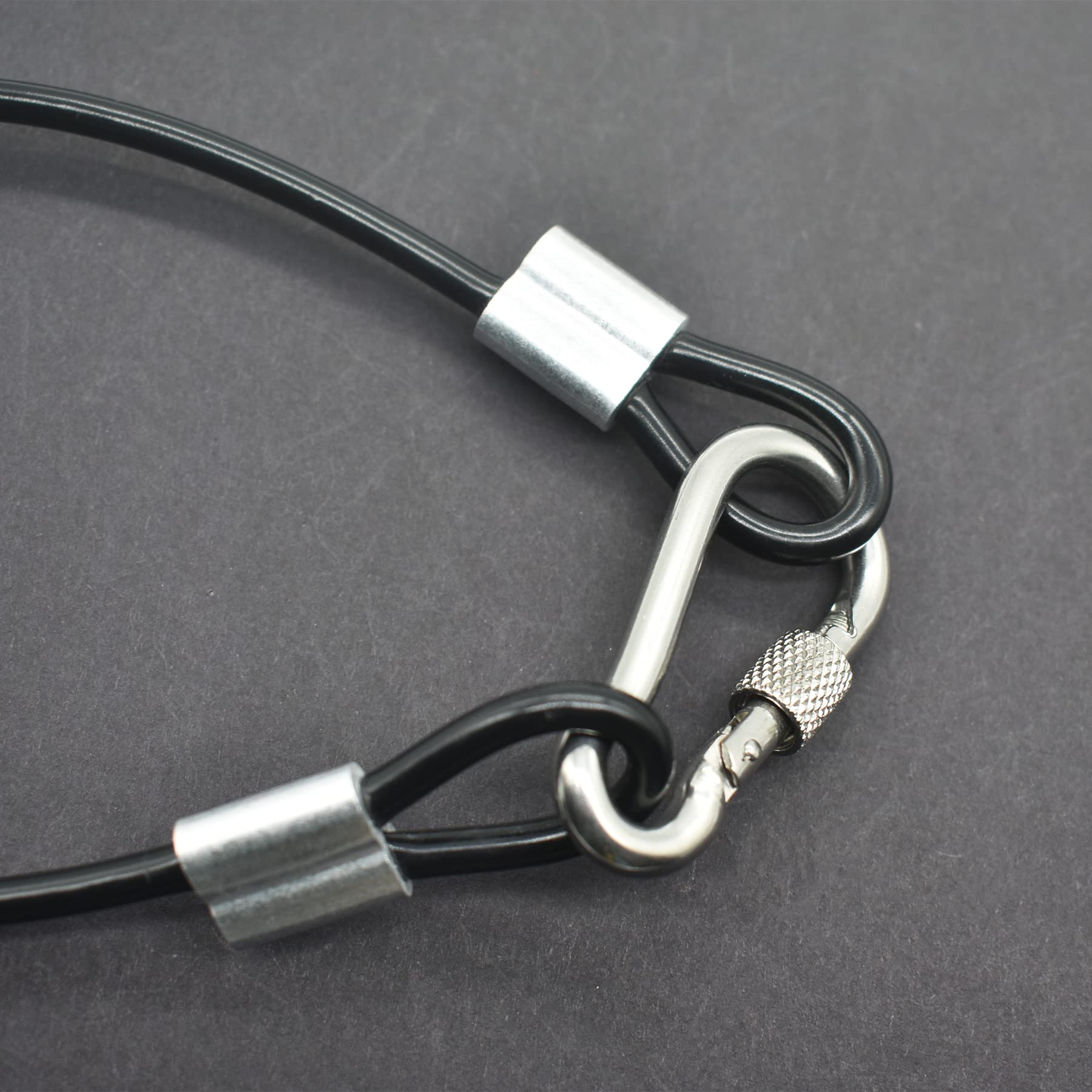 Floyutin 10 pcs 2mm Vinyl Coated Stainless Steel Cable with Loops Short Wire Rope Lanyard Lock Security Chain Link for Outdoor Gates,12 inch 30cm Black