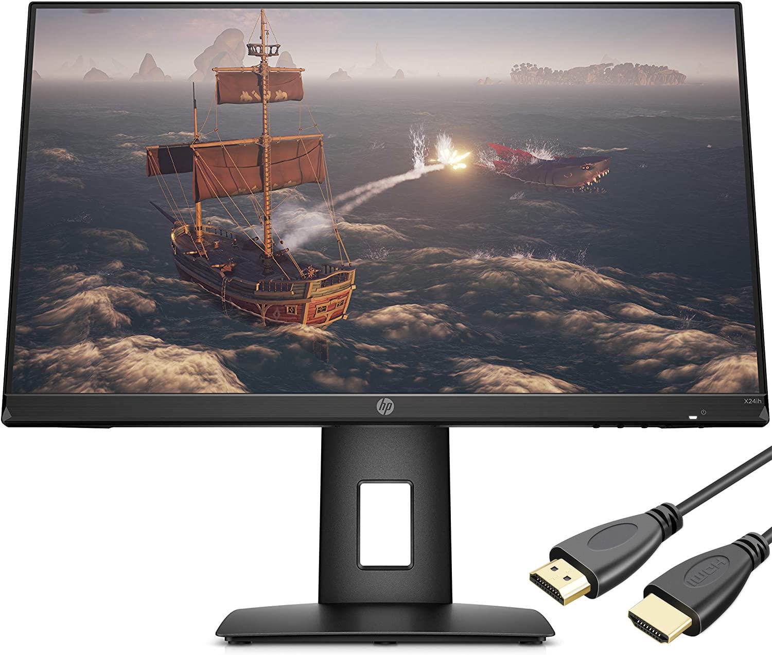 HP X24IH 144Hz Gaming Monitor 24” FHD IPS LED Display 1ms GTG Response time with Tilt Adjustment and AMD FreeSync - Black. with HDMI Cable.