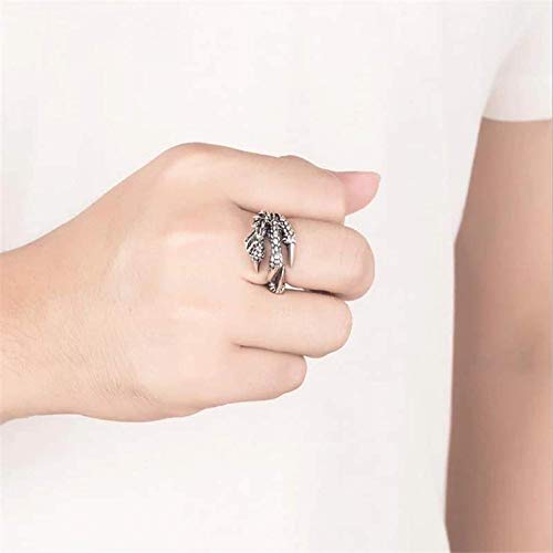 Dragon Claw Ring Silver Ouroboros Snake Serpent Cobra Game of Thrones GOT Medieval Steampunk Stainless Steel Leviathan Poseidon Coiled Dragon Sea Beach Mayan (Dragon Claw) (10)